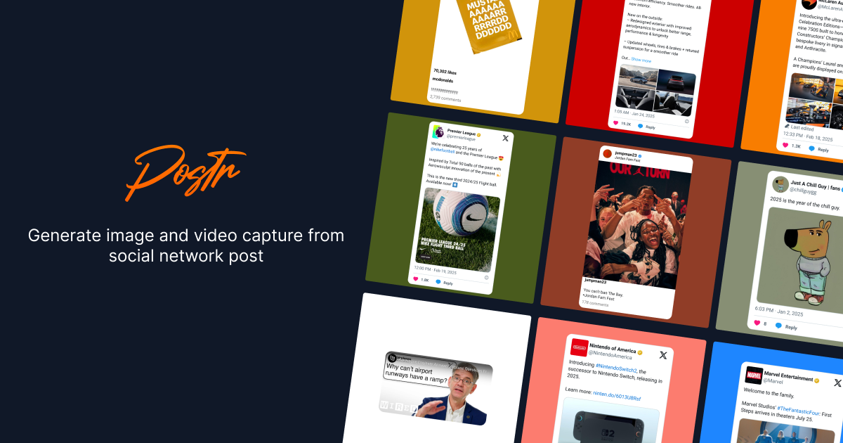Postr.me | Generate image and video capture from social network post